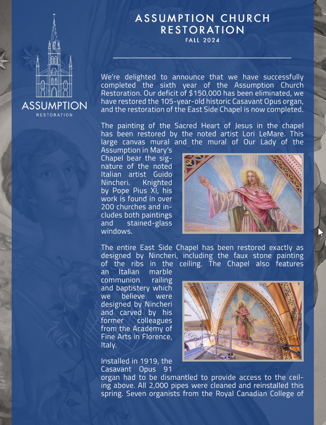 Restoration Update: Fall 2024 | Our Lady of the Assumption Roman ...
